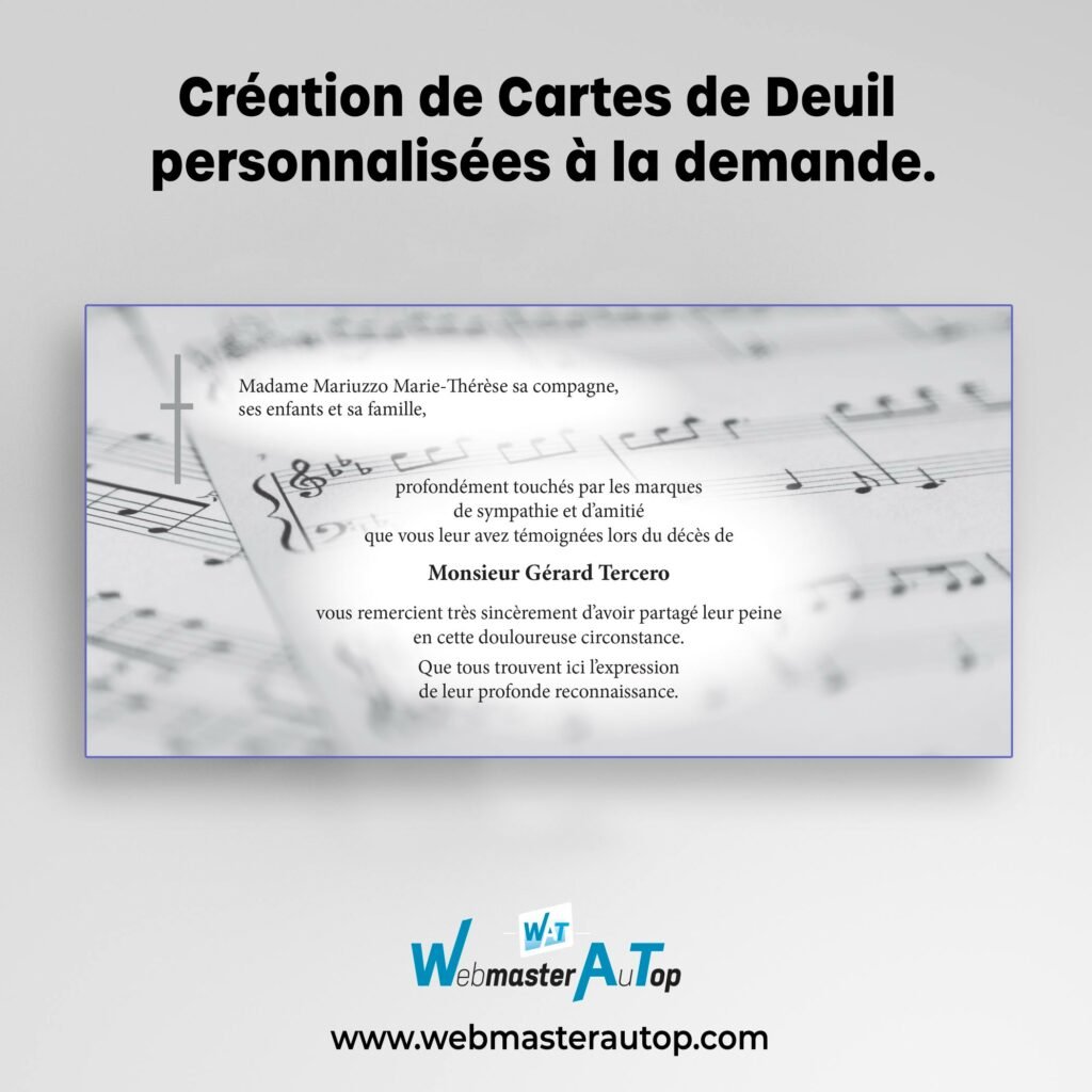 Création de carte de deuil et remerciement - Agence WebmasterAuTop